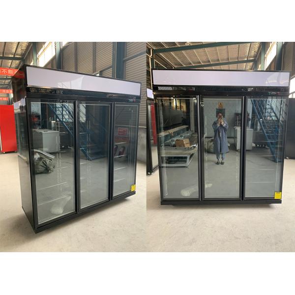 Quality R290 Three Glass Door Fridges Top Mount Display BLACK for sale