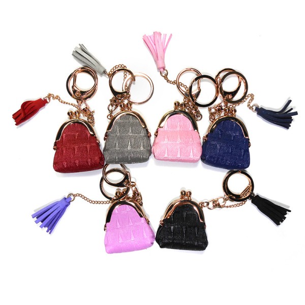 Quality OEM Leather No Zipper Change Small Coin Pouch Keychain For Giveaways for sale