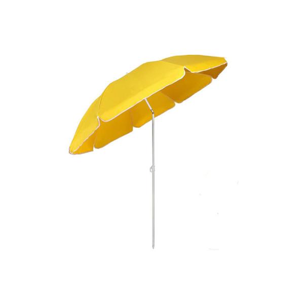 Quality Yellow Steel Windproof Beach Umbrella Double Needle Process With Flap for sale