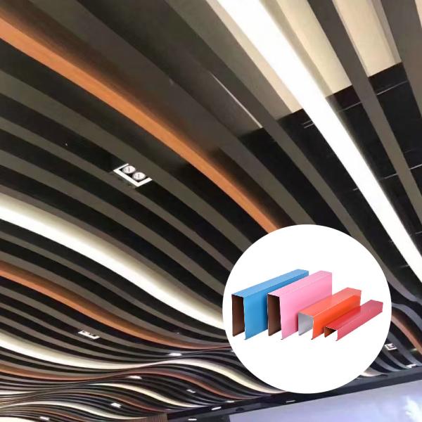 Quality Interior Decor Slat Ceiling Panels U Tube Customized Alum Strip Ceiling for sale