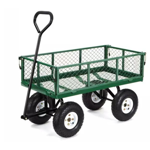 Quality High Capacity Steel Mesh Garden Wagon Household Movable With 4 Wheels for sale