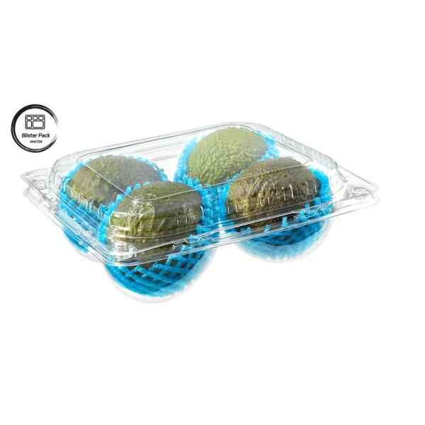 Quality 4 Piece Avocado Fruit Packaging Containers Disposable Transparent Clamshell for sale