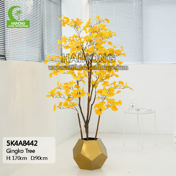 Quality Anti Fading Easy To Care Height 170cm Artificial Ginkgo Tree All Season for sale