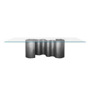 Quality Modern Dining Table Stainless Steel Table Base Set Glass Top 6 Seater Dining for sale