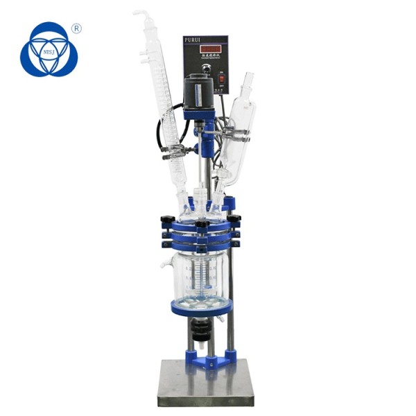 Quality 1L Volume 304 Stainless Steel Frame Jacketed Glass Reactor with 50-1400 RPM Continuous Stirred Tank Reactor for sale