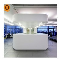 Quality 5m Solid Surface Reception Desk Airport Front Desk Fire Resistant for sale