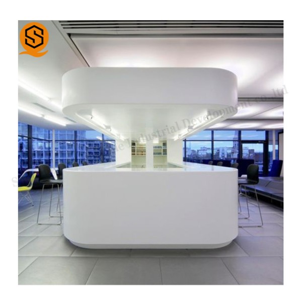Quality 5m Solid Surface Reception Desk Airport Front Desk Fire Resistant for sale