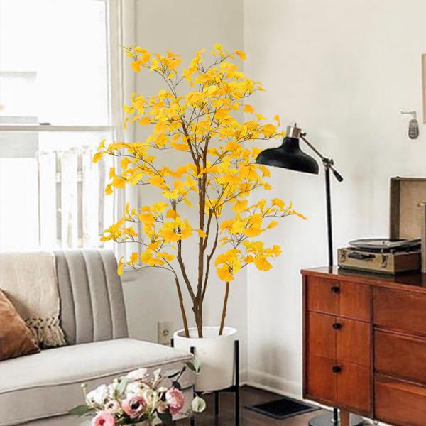 Quality ODM Golden Color Artificial Ginkgo Tree For Exhibition Yellow Leaf for sale