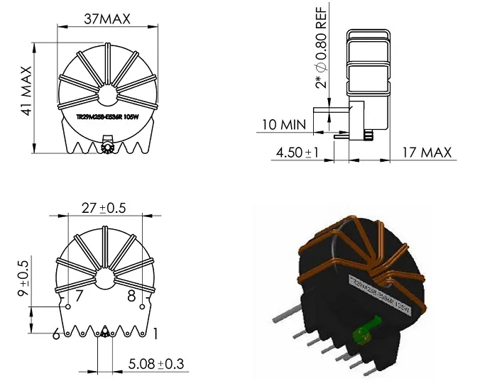 Special Customized Four Windings High Frequency Transformer with Little Choke Coils