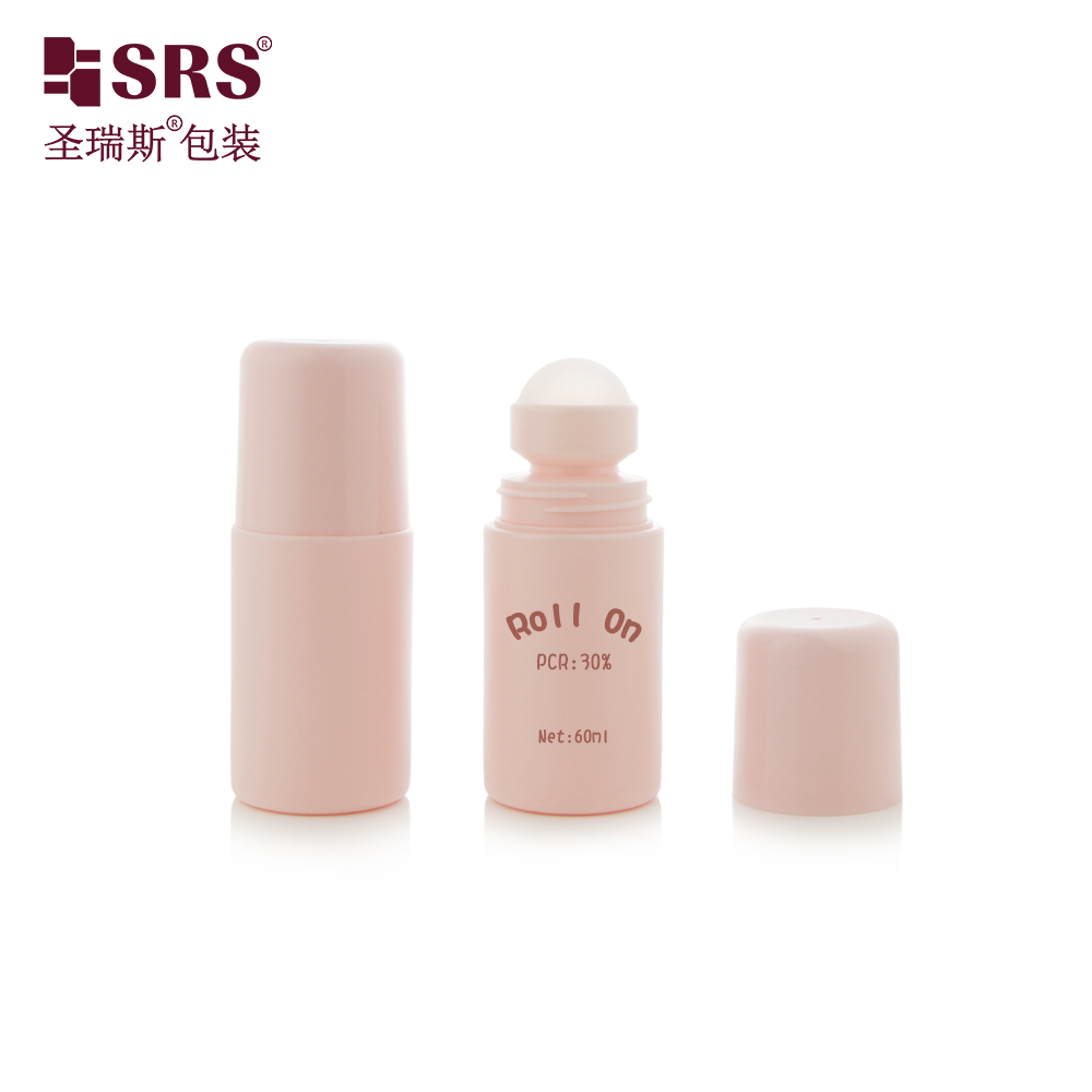 Quality RPPC-60ML Injection Blowing Custom PP PCR Plastic Roller Ball Bottle For Body Gel Applicator for sale
