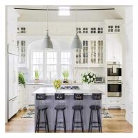 Quality Sell White Aluminium Framed Glass Top Modular Kitchen Cabinets with MDF Door for sale