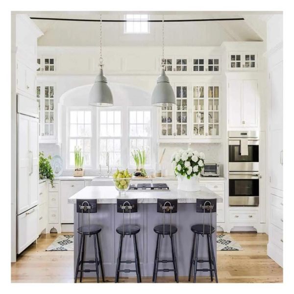 Quality Sell White Aluminium Framed Glass Top Modular Kitchen Cabinets with MDF Door Material for sale