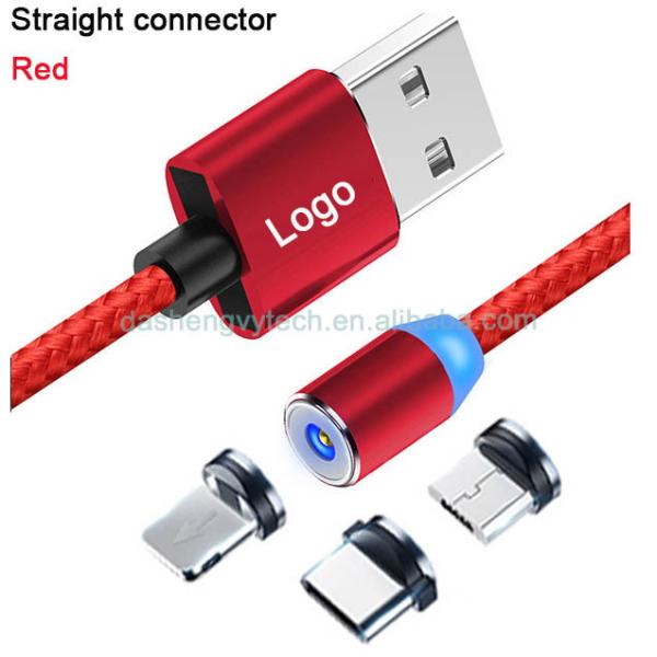 Quality USB 2.0 Charging Cable With LED Magnetic 3 In 1 Nylon Braided 3.5A for sale