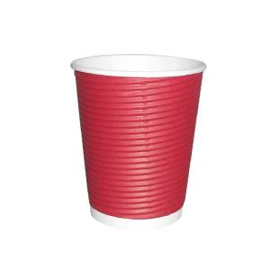 Quality 8 Oz Triple Wall Ripple Paper Cup PE Coating Flexo Printing With Logo Design for sale