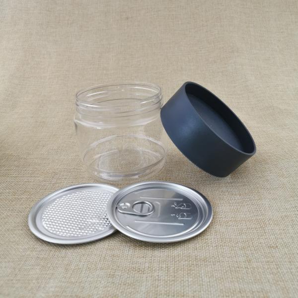 Quality Stackable Black Screw Cap 438 Ml 51g Transparent PET Jar for sale