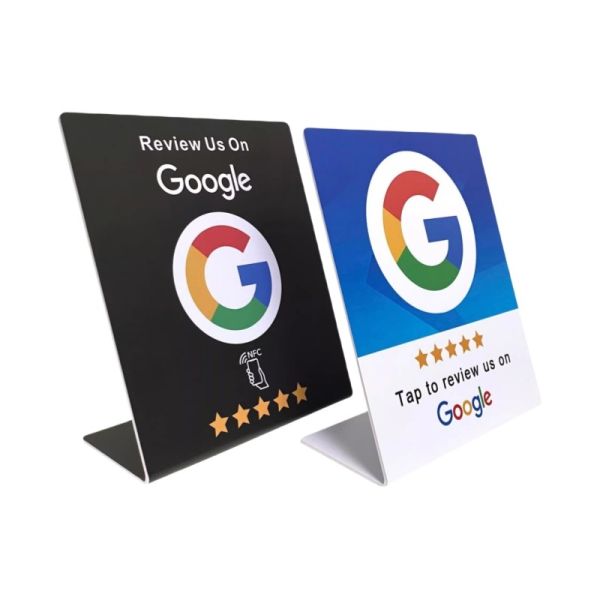 Quality Custom NFC Stand Social Media Review NFC PVC Google Review Card Menu Display for sale