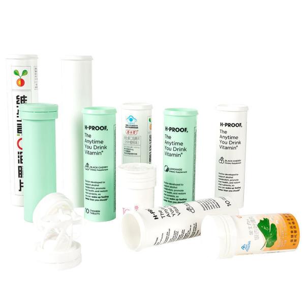 Quality OEM Effervescent Tablet Container White Straight Print Custom Tube with for sale
