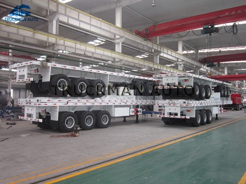 Quality 40" Flatbed 3 Axles Container Semi Trailer 50 Tons Loading Capacity With Led for sale