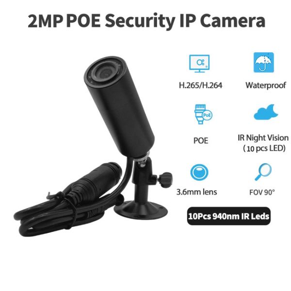 Quality 2MP POE Network Camera 940nm IR Night Vision Bullet Type Outdoor Security Camera for sale