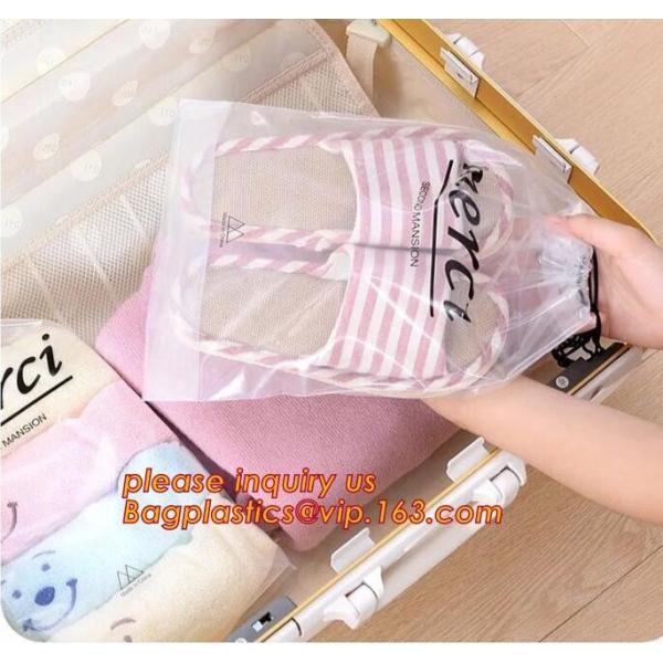 Quality Biodegradable Customized Logo Printed Poly Drawstring Hotel/Travel Laundry for sale