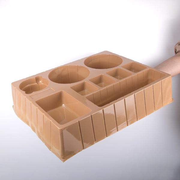 Quality Yellow 9 Compartment 41cm Plastic Food Tray Packaging for sale