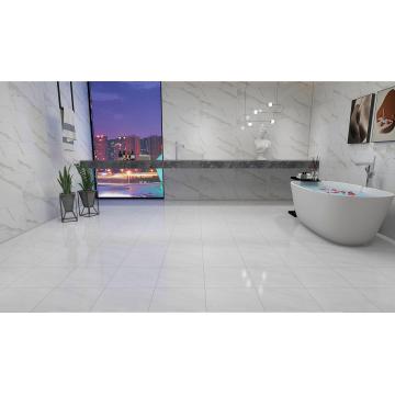 Quality Bathroom Light Gray Glazed Glossy Ceramic Rustic Tile Acid Resistance for sale