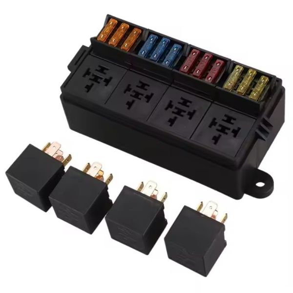 Quality Multi Functional Free Combination 12V Fuse Box For 4pcs Relay And 12pcs ATO ATC Blade Fuse for sale