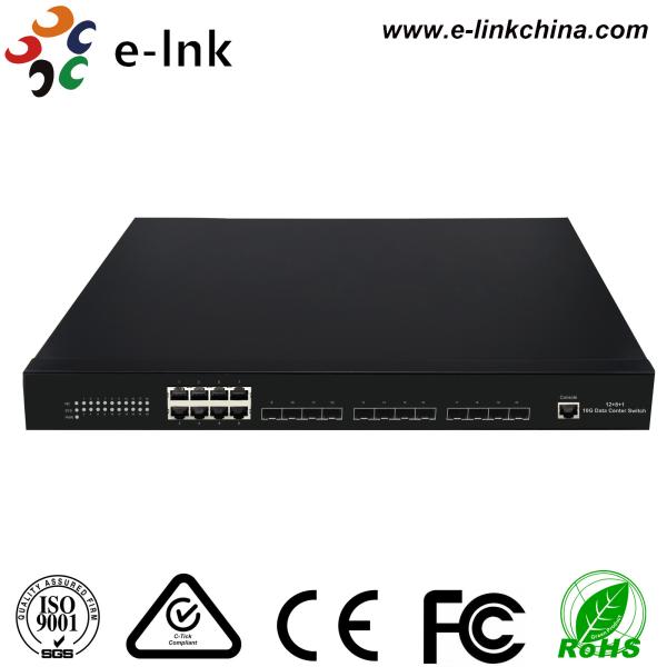 Quality Managed Gigabit Ethernet Switch 12 10G SFP + Fiber Ports  + 8 10 / 100 / 1000M Copper RJ45 Ports for sale
