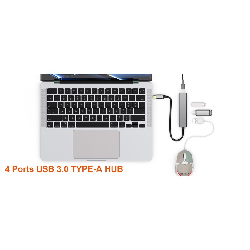 MSLFORCE USB 3.2 Gen 1 Desktop TYPE-C to USB 3.0 Hub with extension cable
