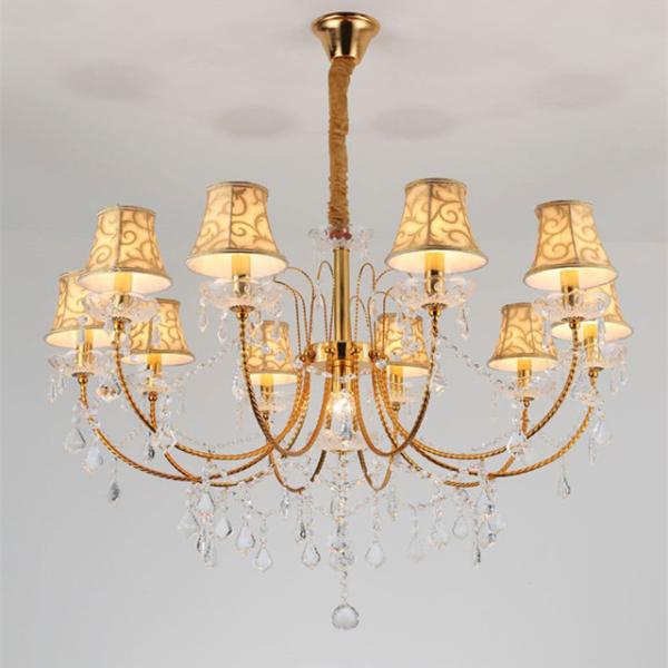 Quality 110V Bedroom Golden Iron Fancy 850*700mm Crystal Candle Chandelier for sale