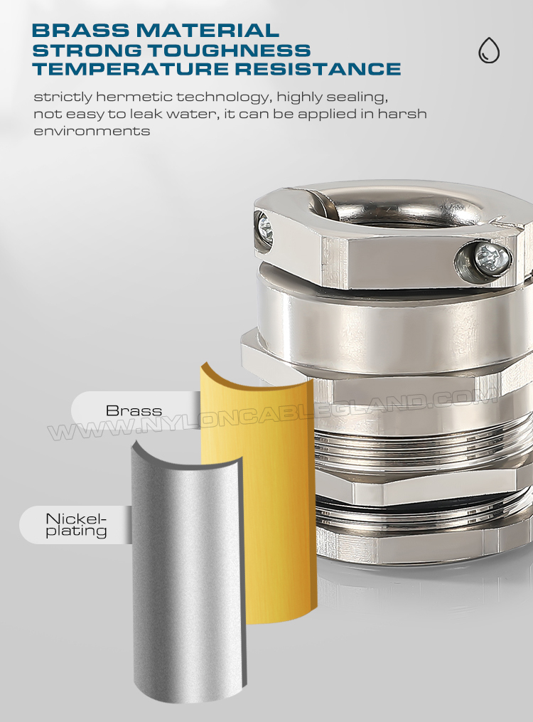 IP68 Watertight Metal NPT Cable Screw Glands with Strain Relief Clamp