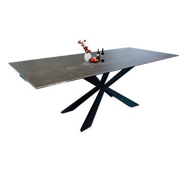 Quality Steel Tube Extension Dining Table , Rectangle Ceramic Top Dining Table for sale