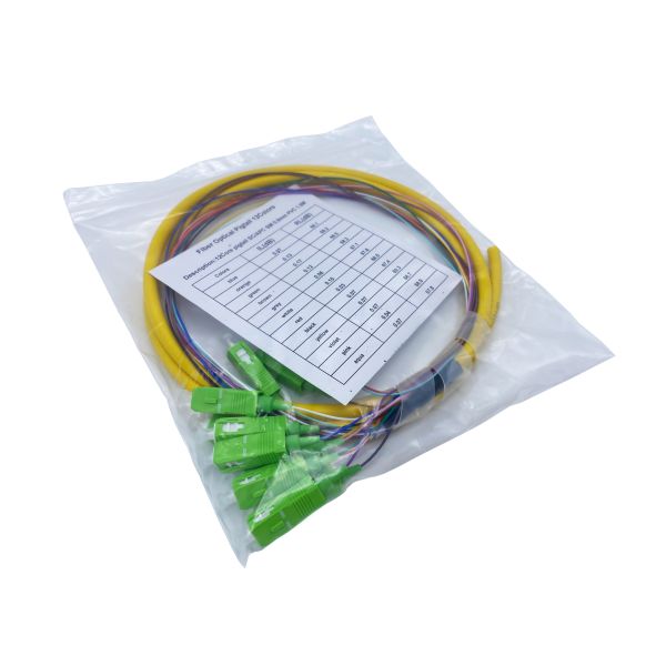 12 Cores FTTH Fiber Optic Pigtail SC APC G652D PVC 900um 1.5Mts Yellow ...