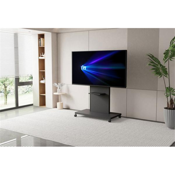 Quality Adjustable Steel Black Mobile Portable TV Rack With Wheel Television Cart For for sale