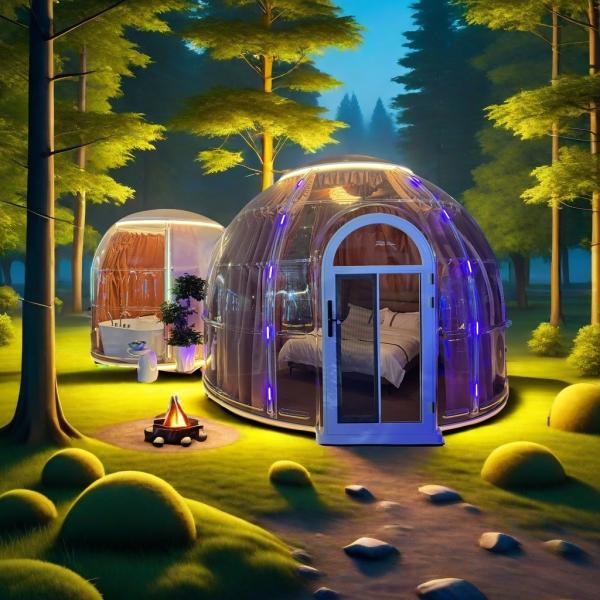 Quality Popular Smart Star Room Leisure Polycarbonate Transparent Camping Double Dome House Tent for sale