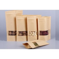Quality Various Size Stand Up Kraft Paper Bag , Zipper Top Kraft Paper Bags With Window for sale