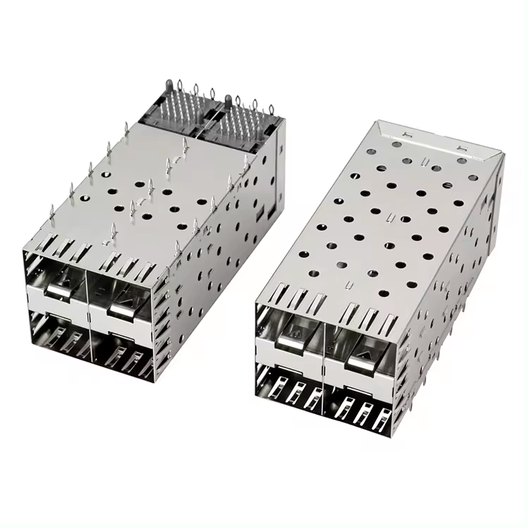 Quality QSFP SFP Cage 2X2 Port Cage with Light PIPE XFP CFP Sfp Connector Dust Cover for sale