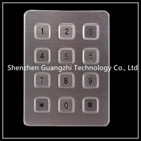 Quality Customizable Metal Stainless Steel Numeric Keyboard 3 * 4 Matrix 12 Keys Ip65 for sale