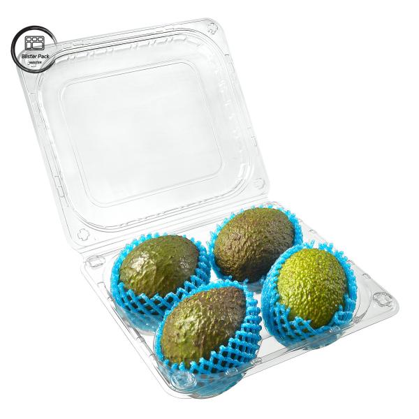 Quality 4 Piece Avocado Fruit Packaging Containers Disposable Transparent Clamshell for sale