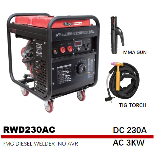 Quality Direct Current 230A Arc Welding Generators 5.5 gal DIESEL Generator for sale