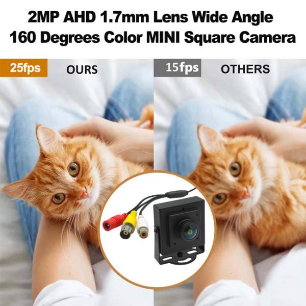 Quality 2MP 1.7mm Wide-angle Lens Color Mini Square AHD Camera CCTV Mini Analog Camera for sale