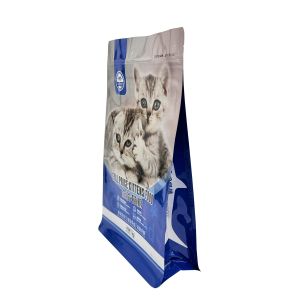Quality Custom Printing Aluminium Foil Plastic Stand Up Flat Base Pet Food Cat Food for sale