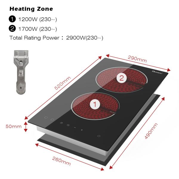 Quality 30cm Double Ceramic Hob 2 Zone Portable Double Electric Hobs With Plug for sale