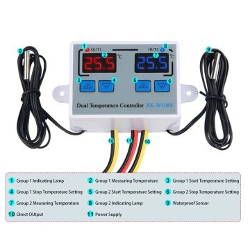 Quality Dual LED Digital Thermometer Controller Electric Heating 220V for sale