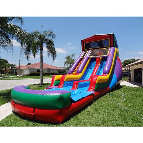 Quality Custom Blue Purple Red Large Inflatable Water Slide With Pool For Sale for sale