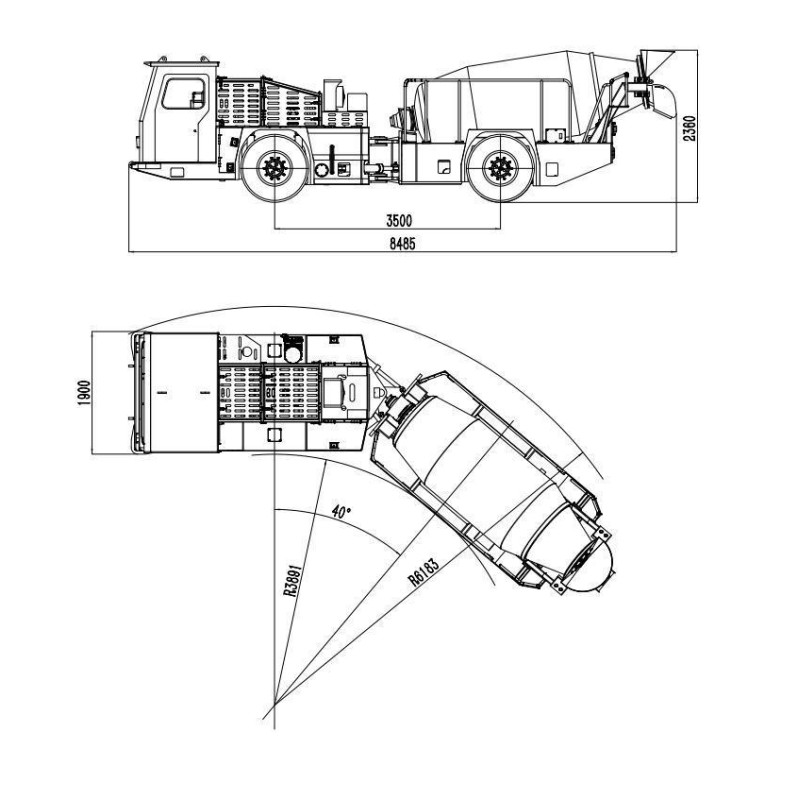 3 Cubic Meters Underground Concrete Mixing Truck Tunnel Concrete Mixer Truck Transmixer