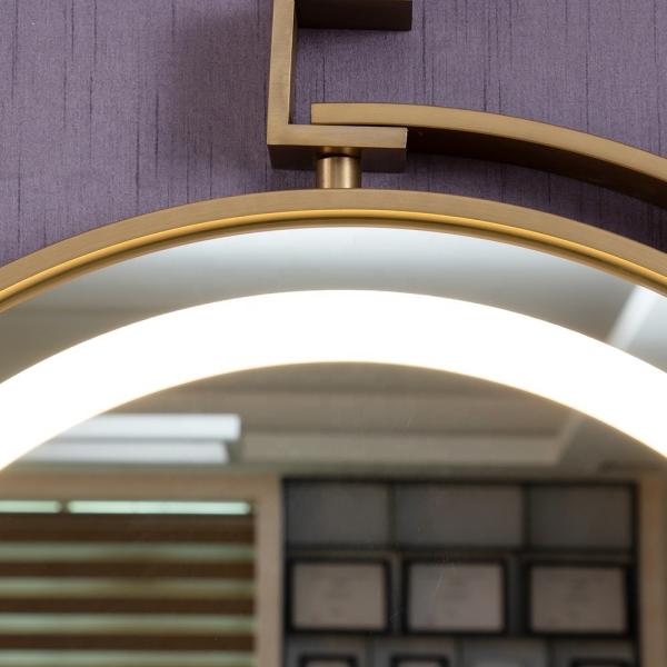 Quality Transform Your Bathroom with Golden Framed LED Lighted Round Wall Mirror for sale