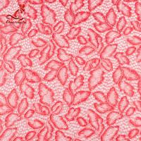 Quality Comfortable Pink Embroidered Lace Fabric Dimensional High Stability for sale