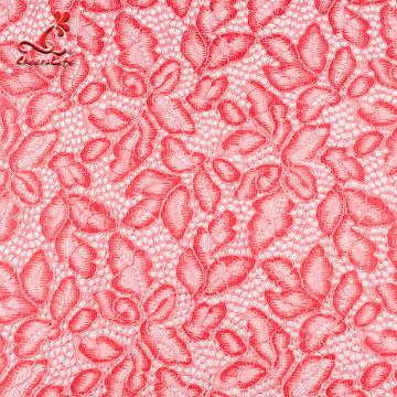 Quality Comfortable Pink Embroidered Lace Fabric Dimensional High Stability for sale