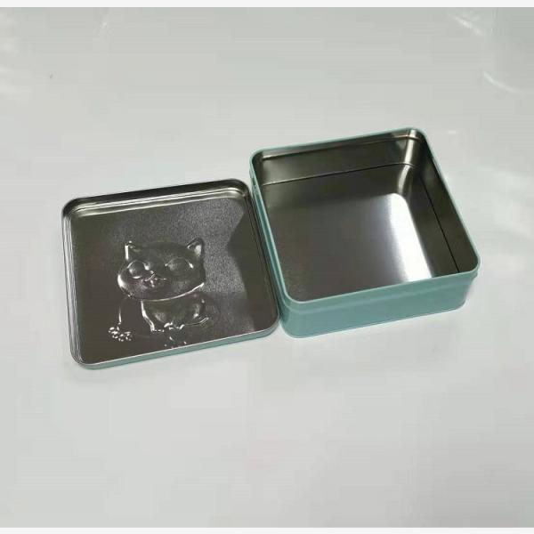 Quality Embossed Square Tin Box with Lid Lower Price Tin Cans Wholesale Metal Containers for sale